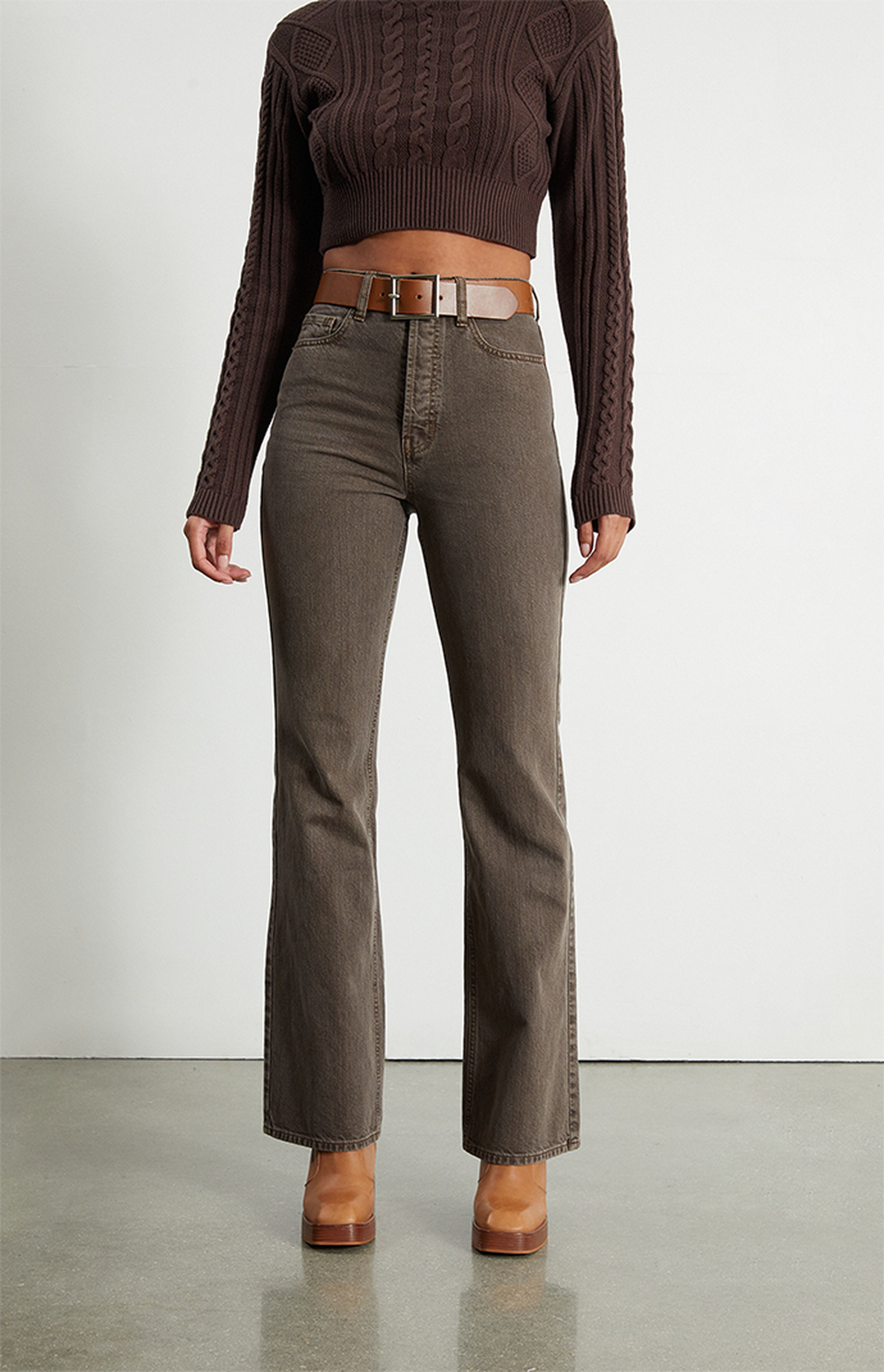 Pacsun Brown High Waisted Bootcut Jeans | Pacsun