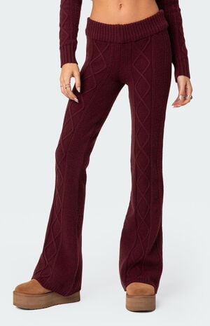 Edikted Ray Cable Knit Flared Pants | PacSun