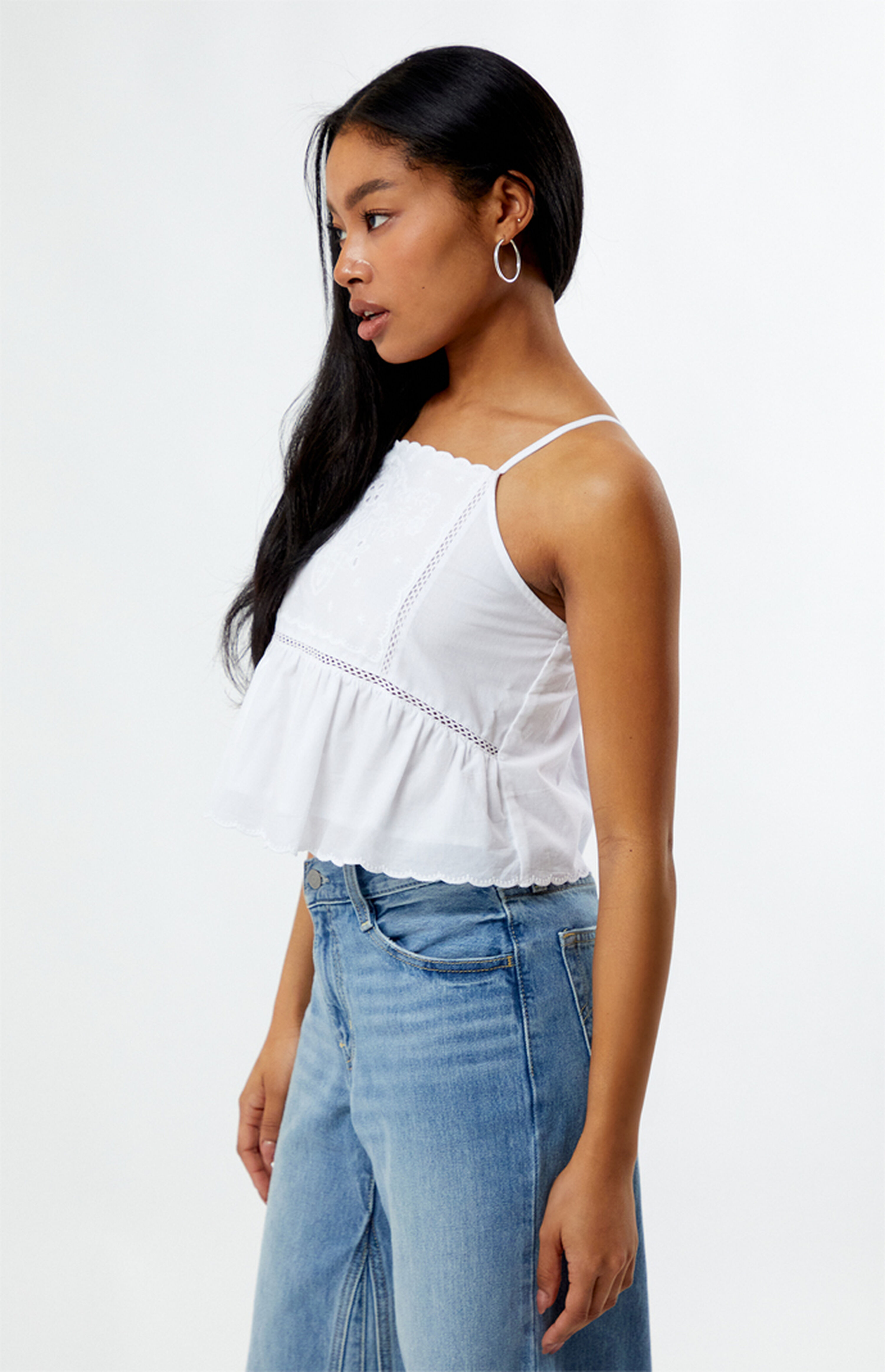 LA Hearts Embroidered Babydoll Cami Top | Pacsun