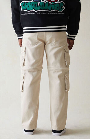 Pacsun Cream Baggy Zip Off Cargo Jeans | PacSun