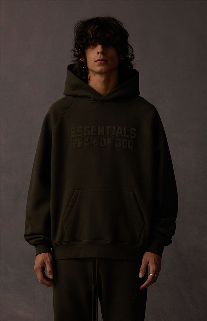 Fear of God ESSENTIALS Off Black Hoodie | PacSun