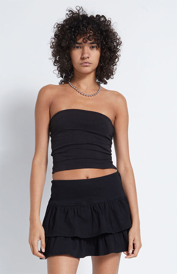 LA Hearts Black Ruffle Mini Skirt | PacSun