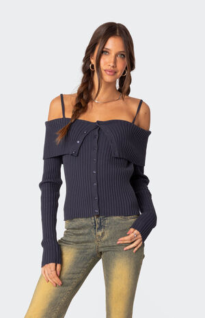 Edikted Sparrow Fold Over Knit Top | PacSun