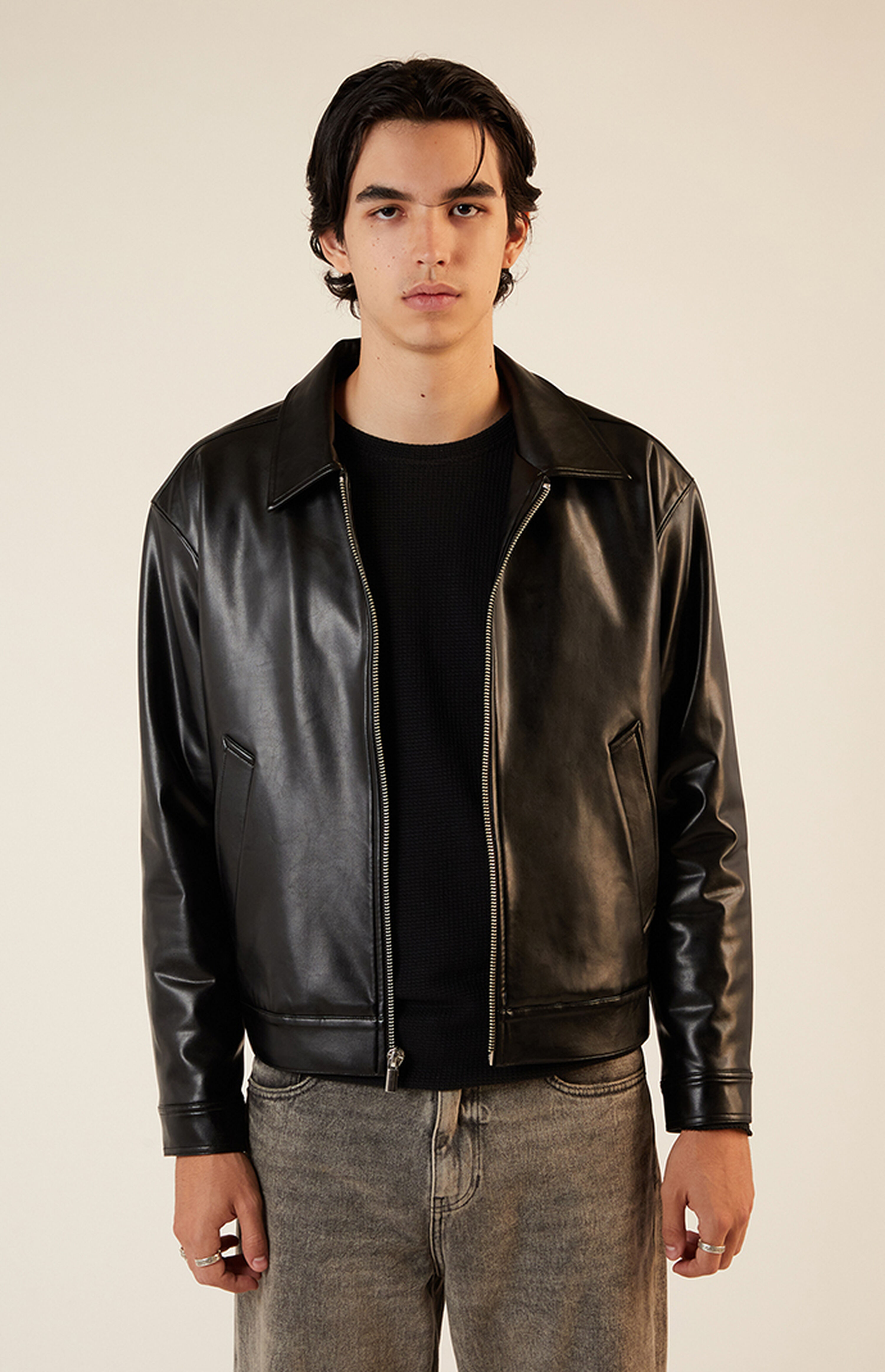 Pacsun Black Faux Leather Oversized Jacket | Pacsun