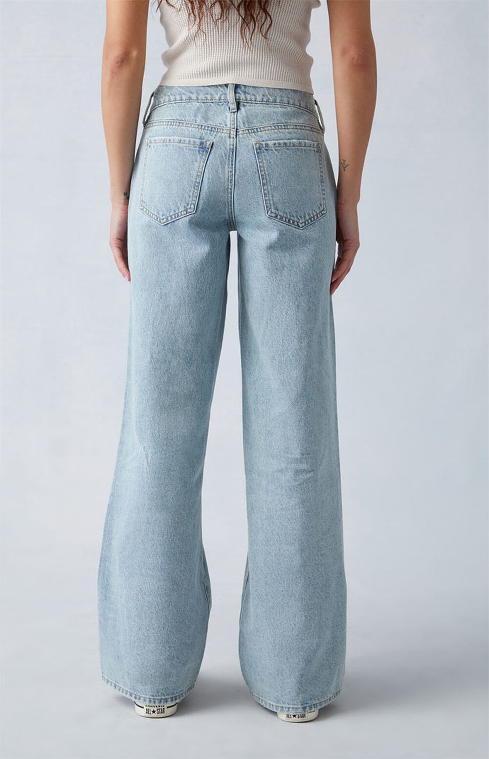 Pacsun Light Indigo Lace-Up Low Rise Wide Leg Jeans | PacSun