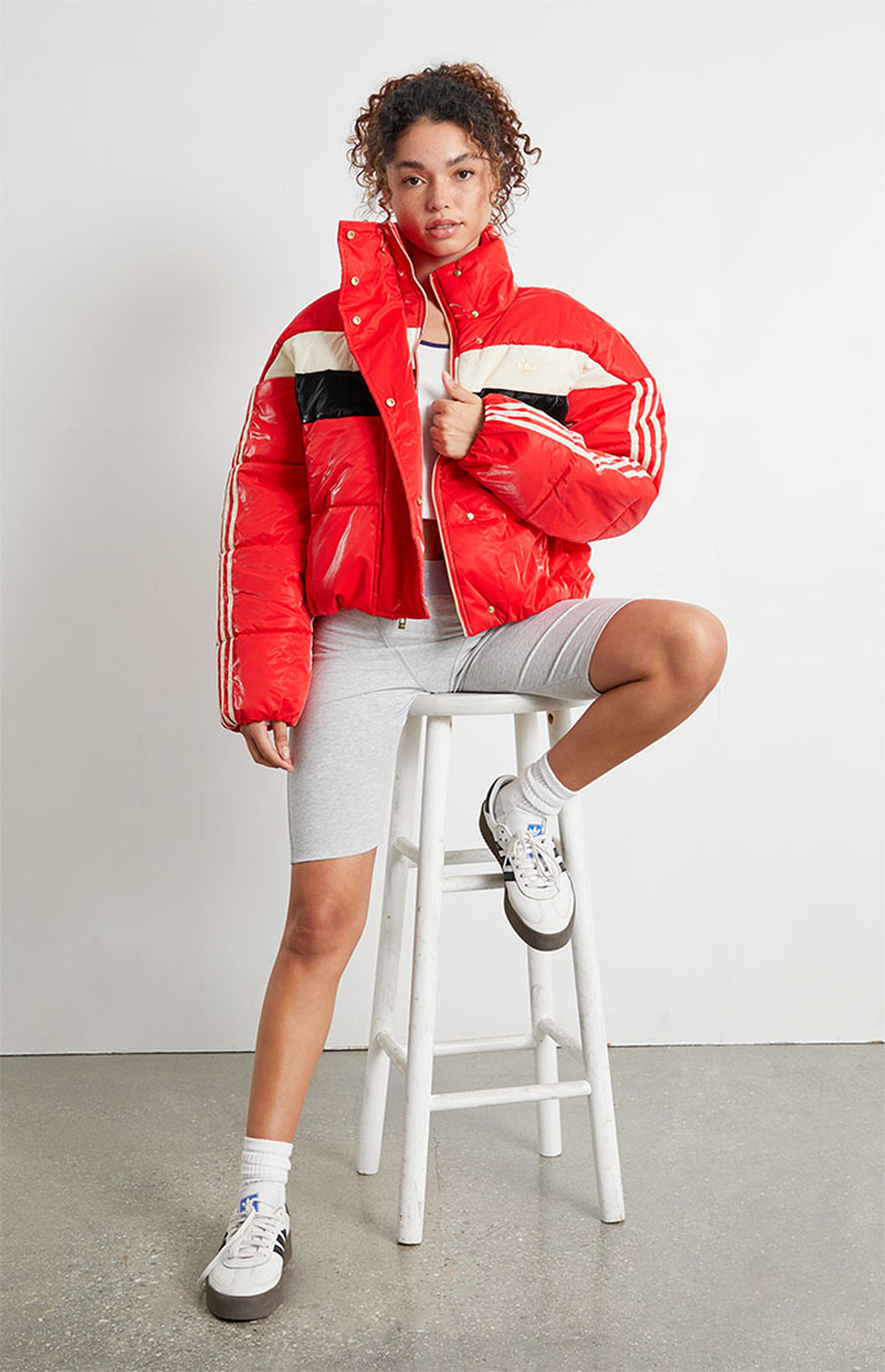 adidas Eco Red Ski Chic Puffer Jacket | Pacsun