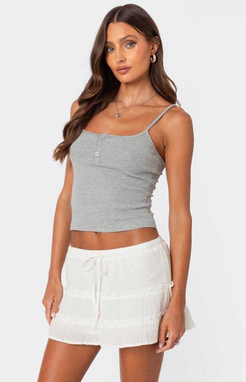 Edikted Striped Henley Tank Top | PacSun