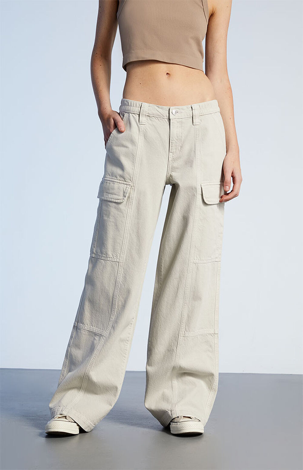 Pacsun Eco Gray Low Rise Puddle Cargo Pants | Pacsun