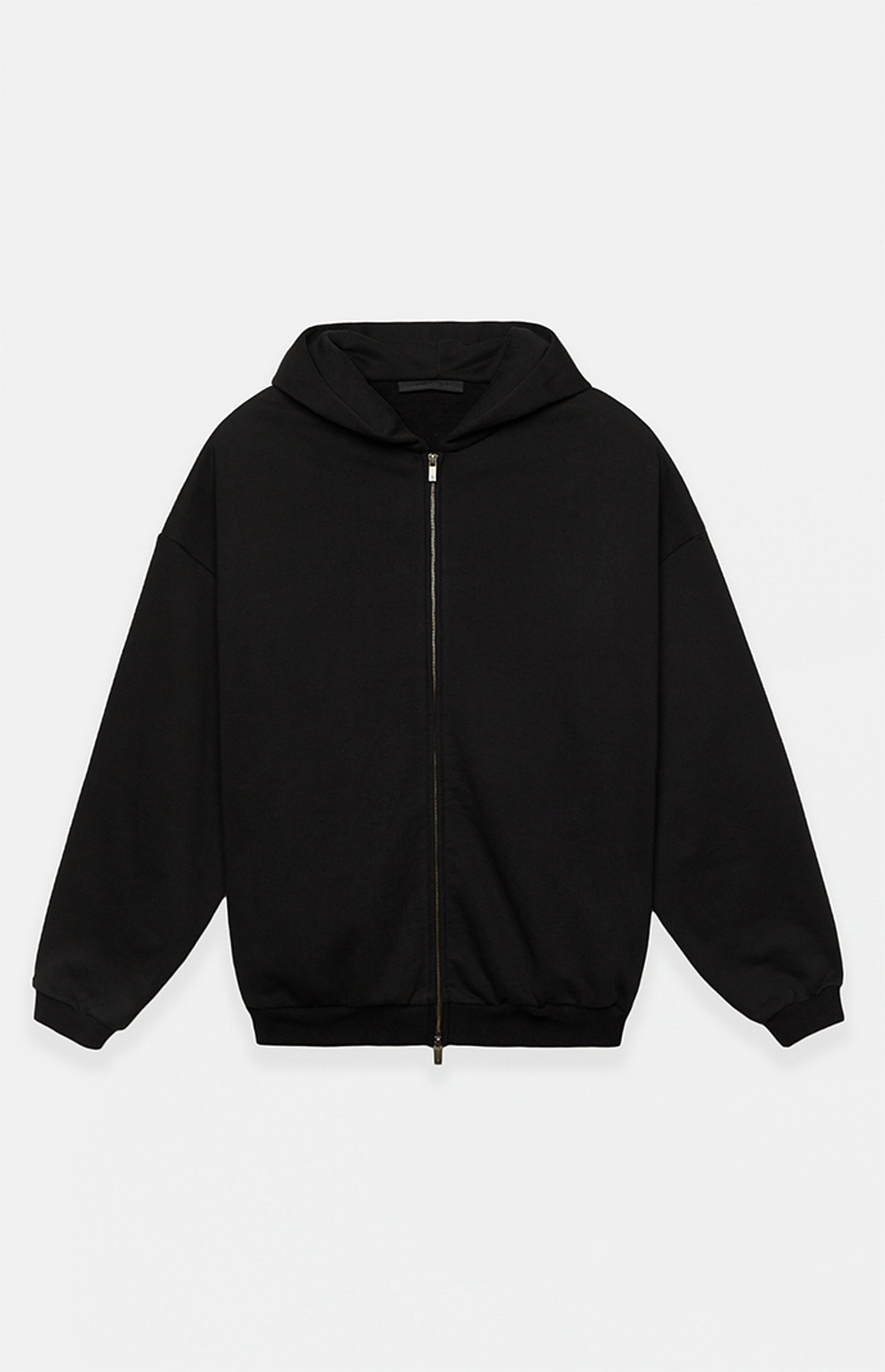 Fear of God Essentials Black Heavy Fleece Full Zip Hoodie | PacSun