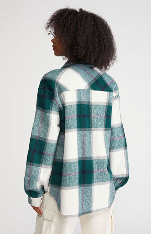 LA Hearts Green Plaid Shacket | PacSun