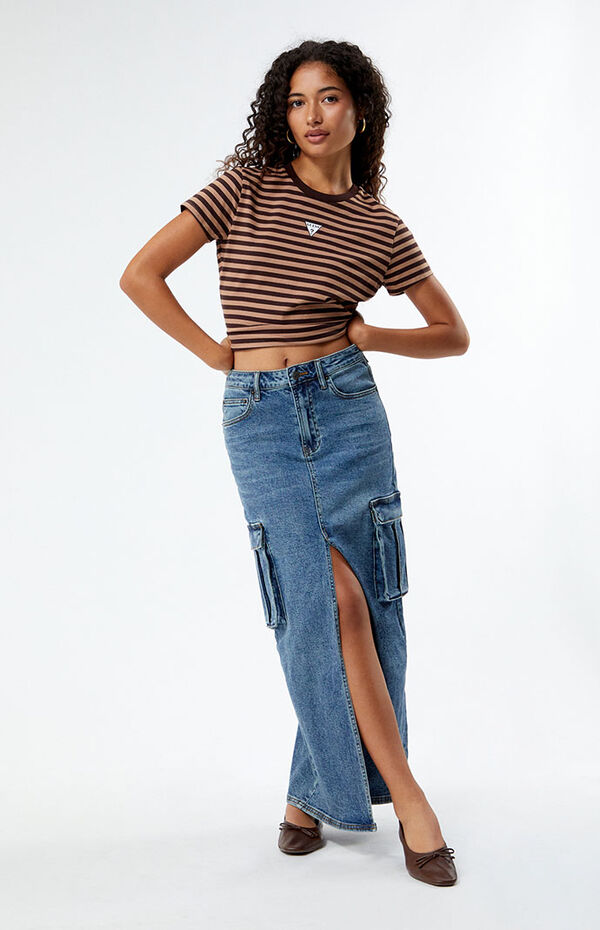 Guess Long Split Front Cargo Denim Maxi Skirt | Pacsun