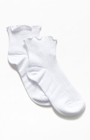 John Galt White Ruffle Socks | PacSun