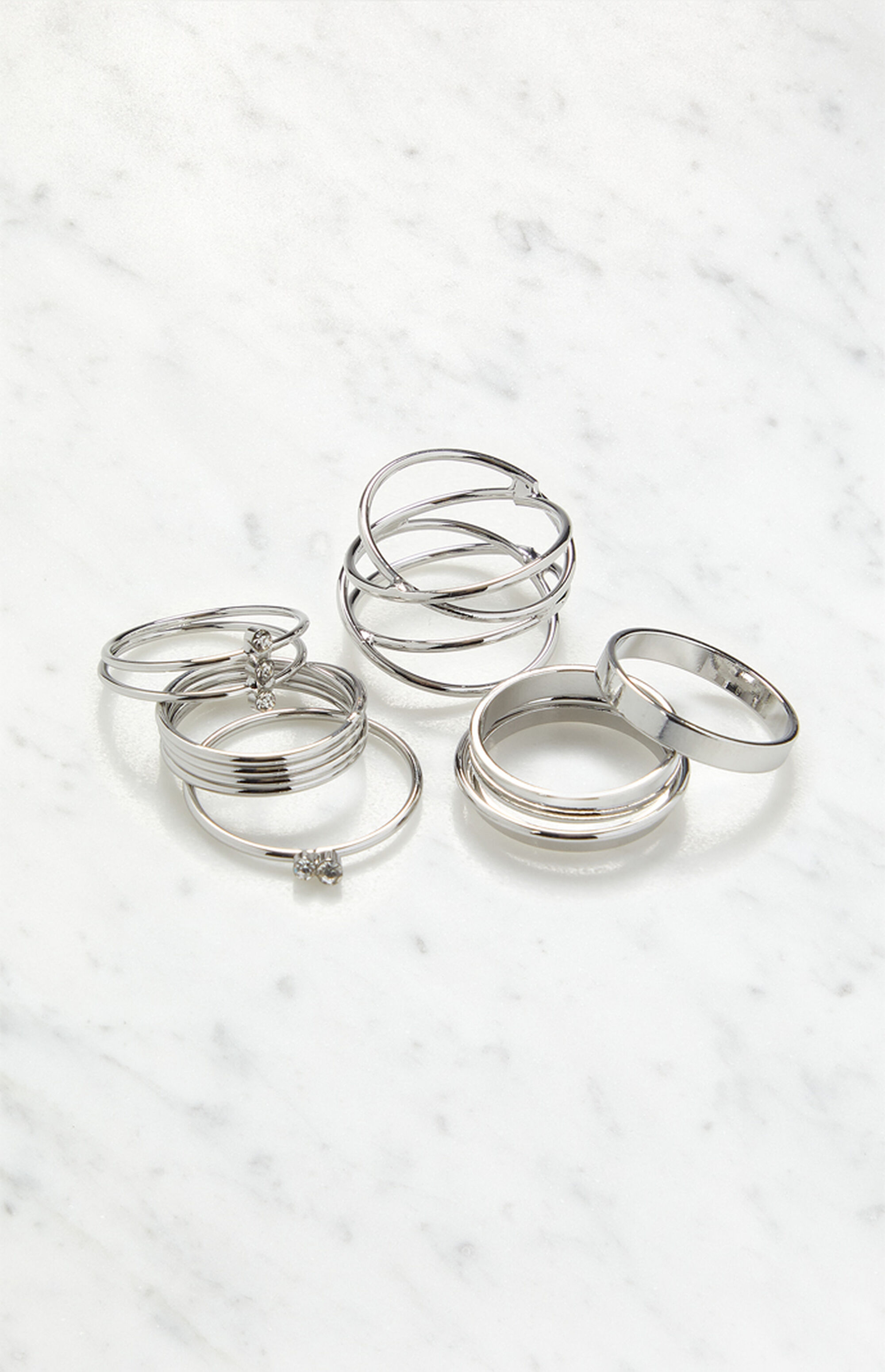 LA Hearts Silver Stacked Ring Pack | PacSun