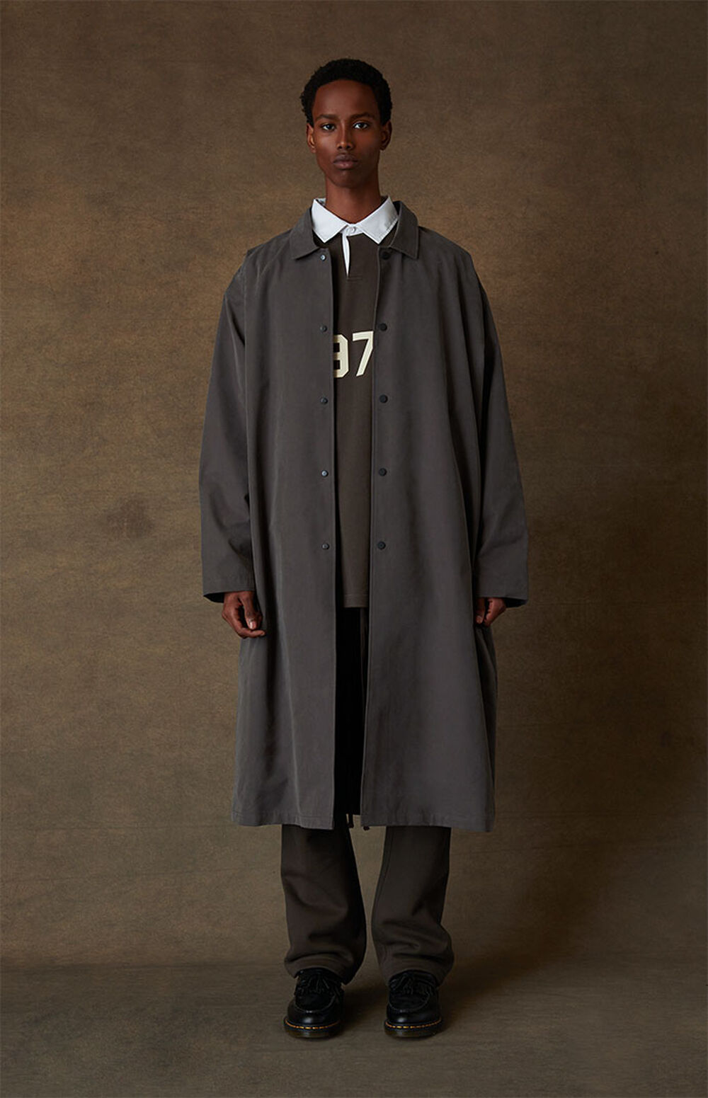 Fear of God Essentials Off Black Long Coat | Pacsun