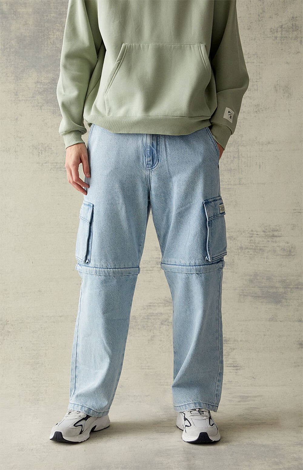 Pacsun Eco Baggy Indigo Cargo Zip Off Jeans | PacSun