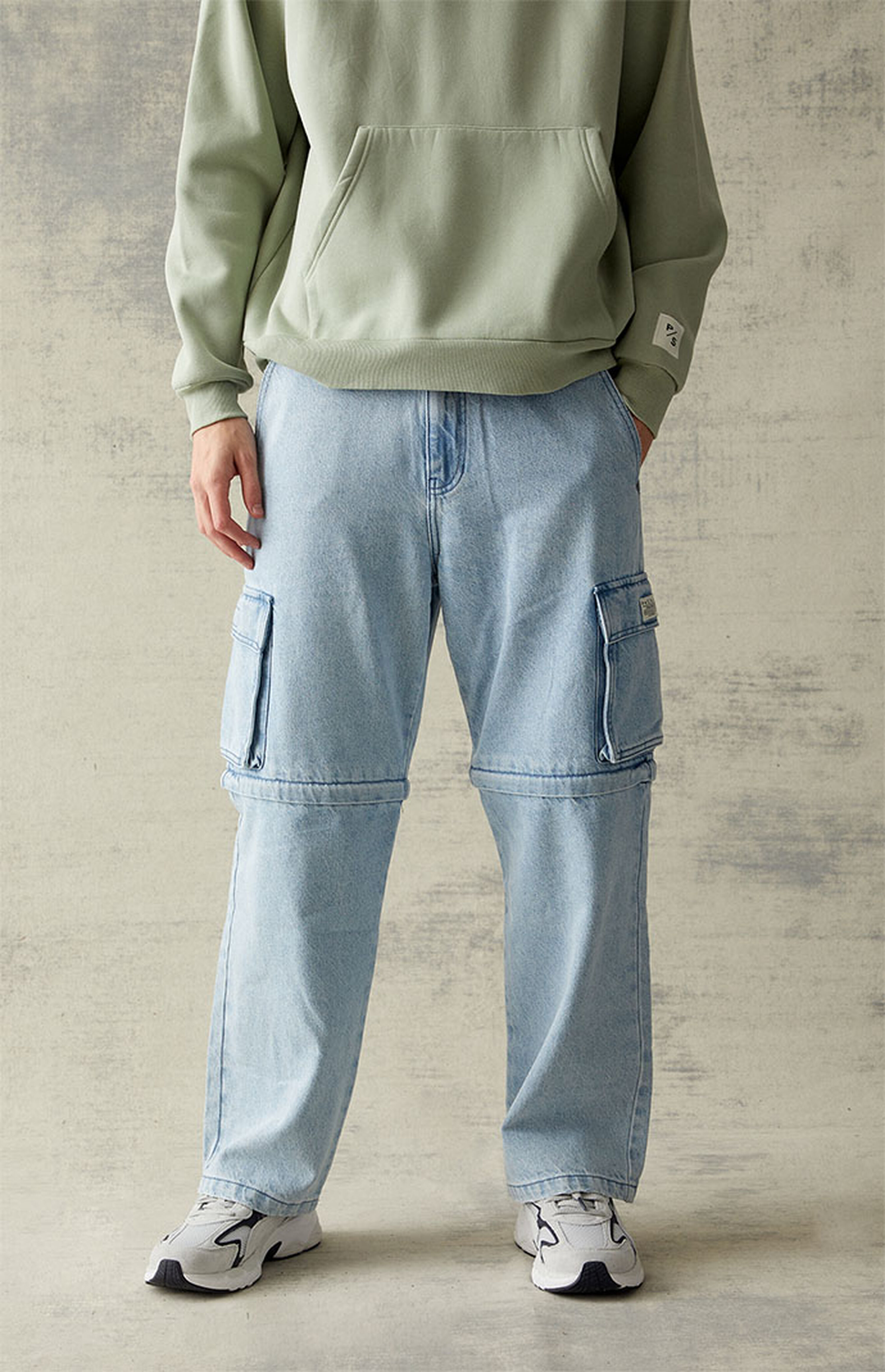 Pacsun Eco Baggy Indigo Cargo Zip Off Jeans | Pacsun