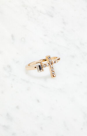 LA Hearts Rhinestone Cross Ring | PacSun