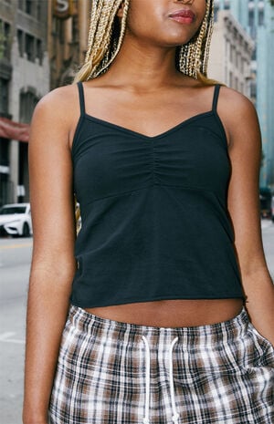 John Galt Black Gina Cinched Tank Top | PacSun