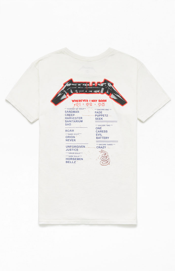 white metallica tour shirt